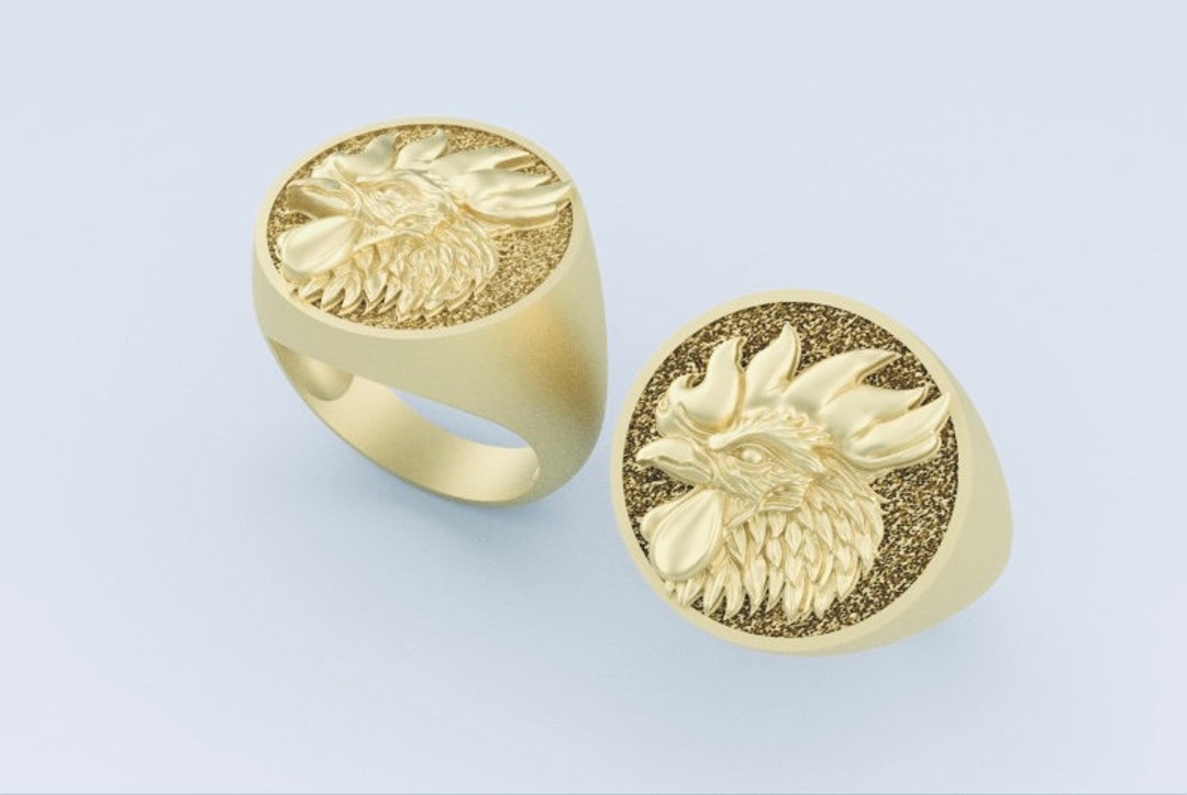 Rooster Ring, Men Signet Ring, Animal Ring,cockerel Signet Ring,unique ...