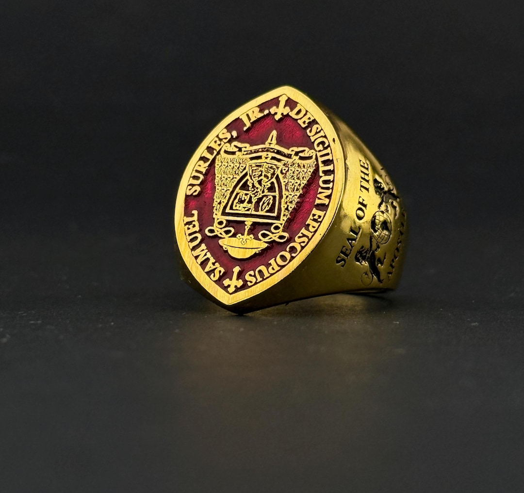Custom Bishop Seal Ring, Personalized Episcopal Crest, Large Clergy ...