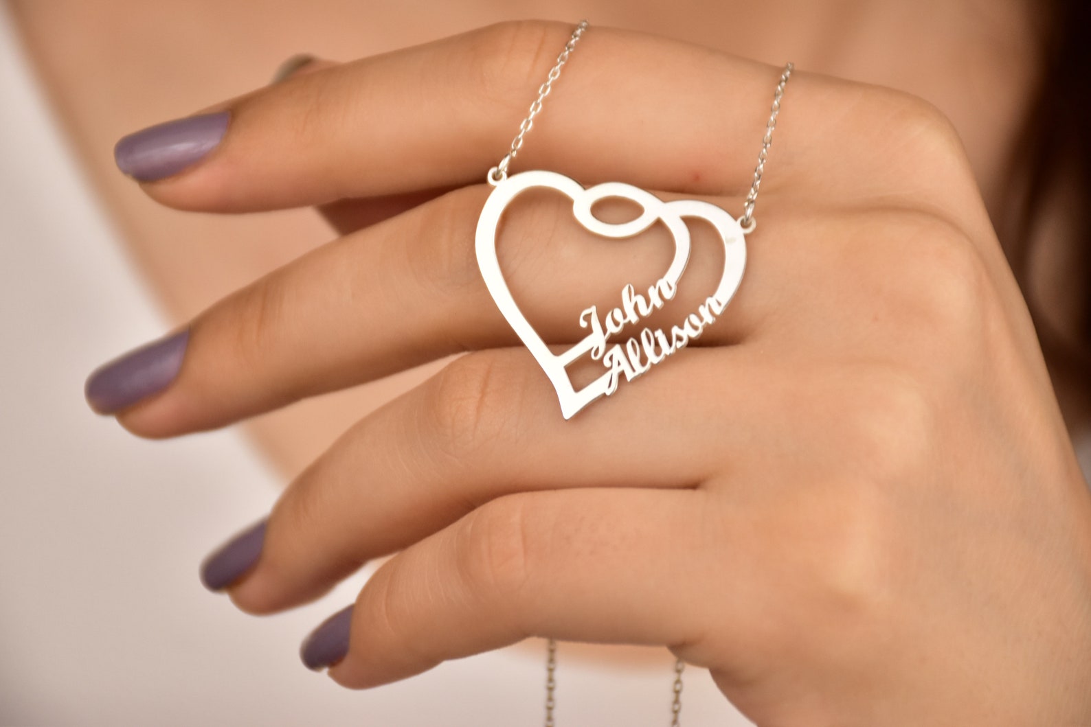 Custom Heart Necklace,personalized Heart Necklace,custom 2 Name ...