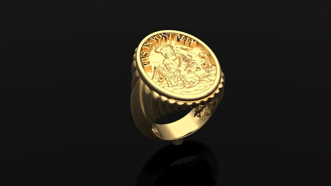 Personalized Bishop Ring,pope Pivs Ix,fisherman Ring,925 Sterling ...