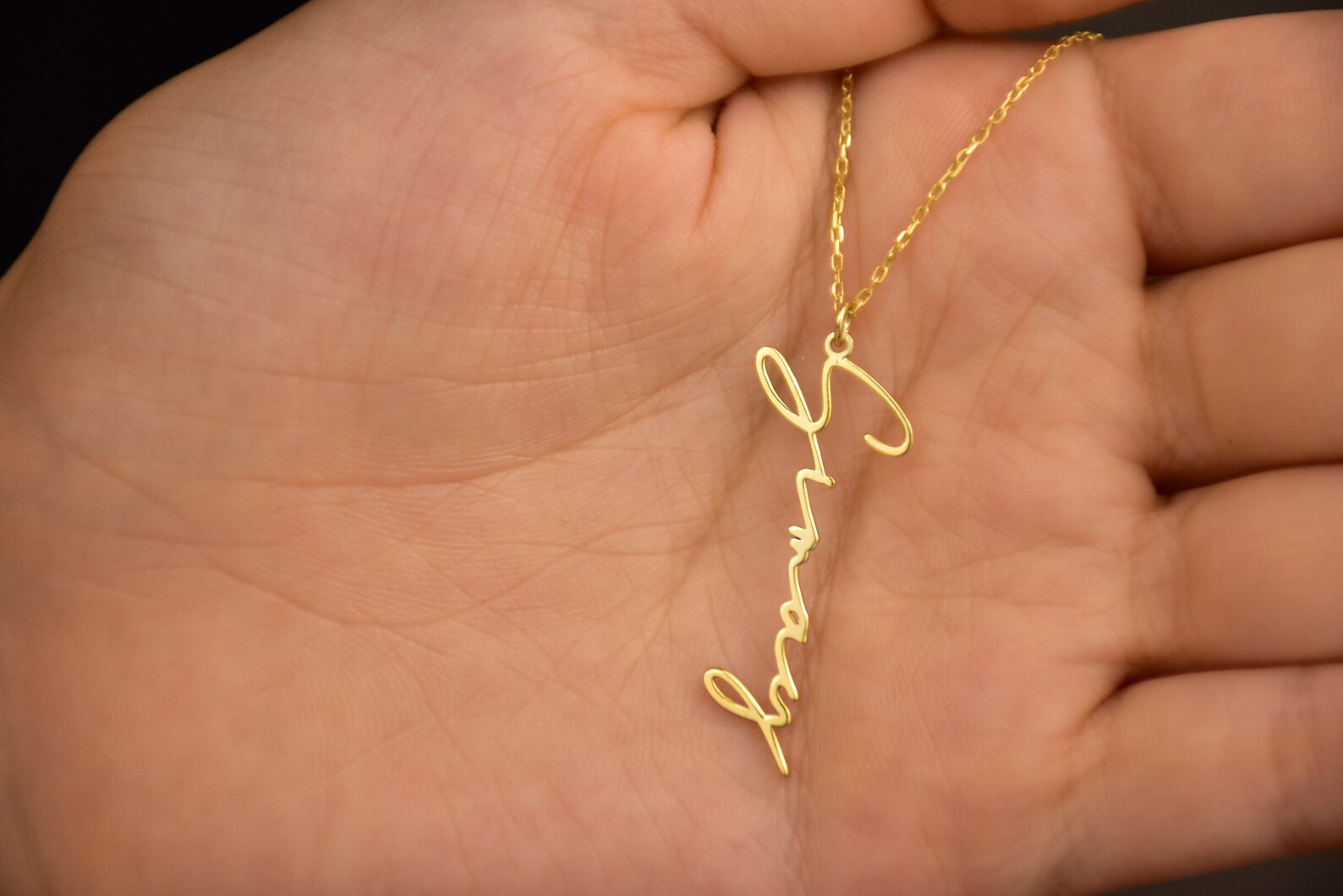 Signature Name Necklace Minimalist Name Necklace Custom Gold | Etsy