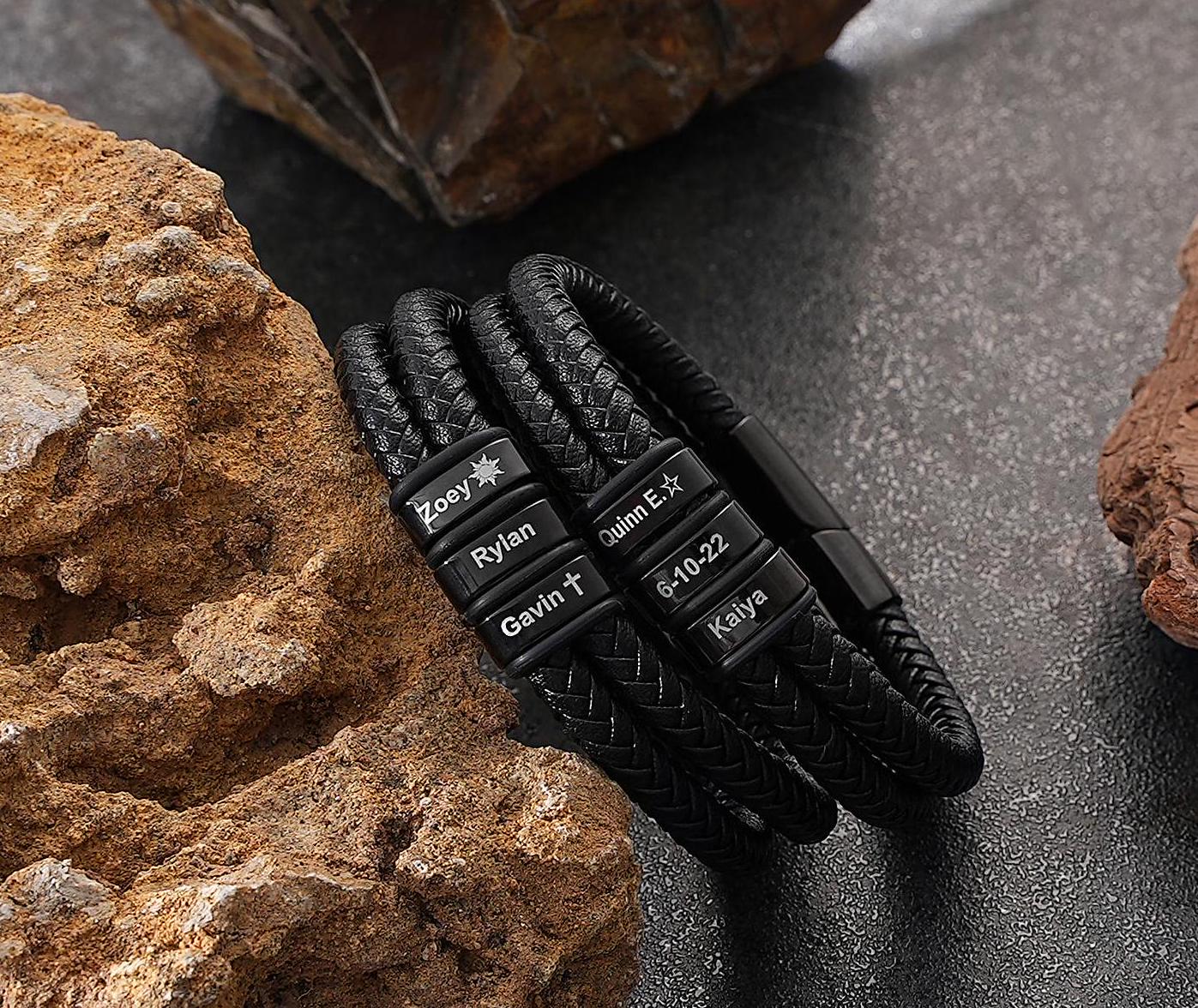 Mens Bracelet, Custom Leather Accessories, Gifts for Him, Christmas ...