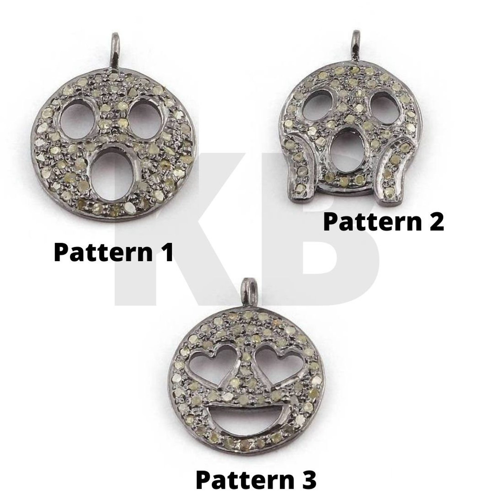 Smiley Face With Heart Eyes Connector, Heart Eyes Emoji Connector, Pave ...