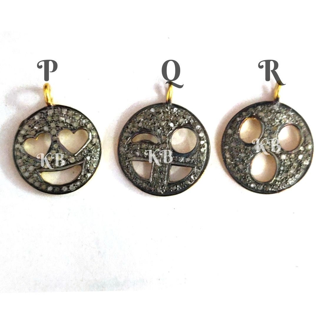 Smiley Charm Pendant, Diamond Smiley, Pave Diamond Funny Face Charm ...