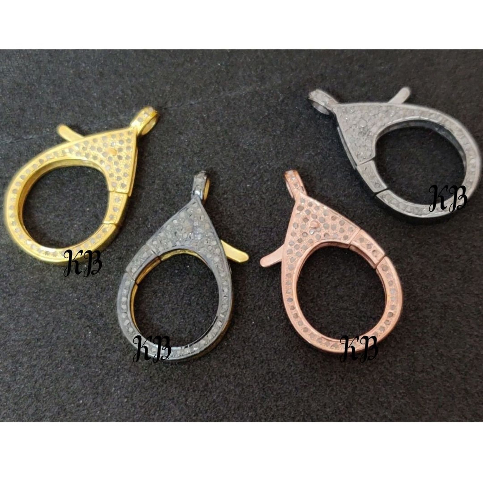 1 Pc Pave Diamond Lobster Lock Clasp, Diamond Lobster Lock, Silver ...