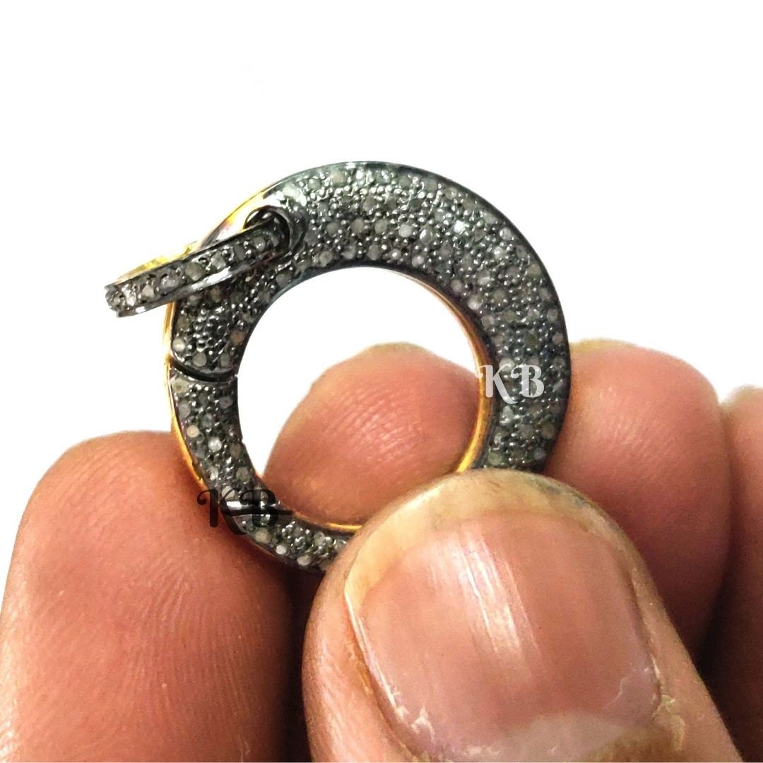 Pave Diamond Round Clasp, Pave Diamond Lobster Lock Both Side Diamond ...