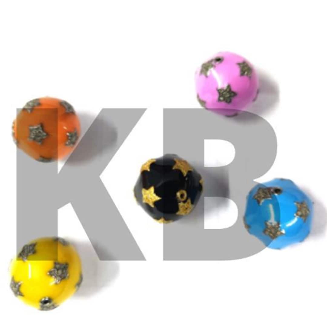 Star Enamel Ball Beads, Pave Diamond Enamel Beads in 925 Sterling ...