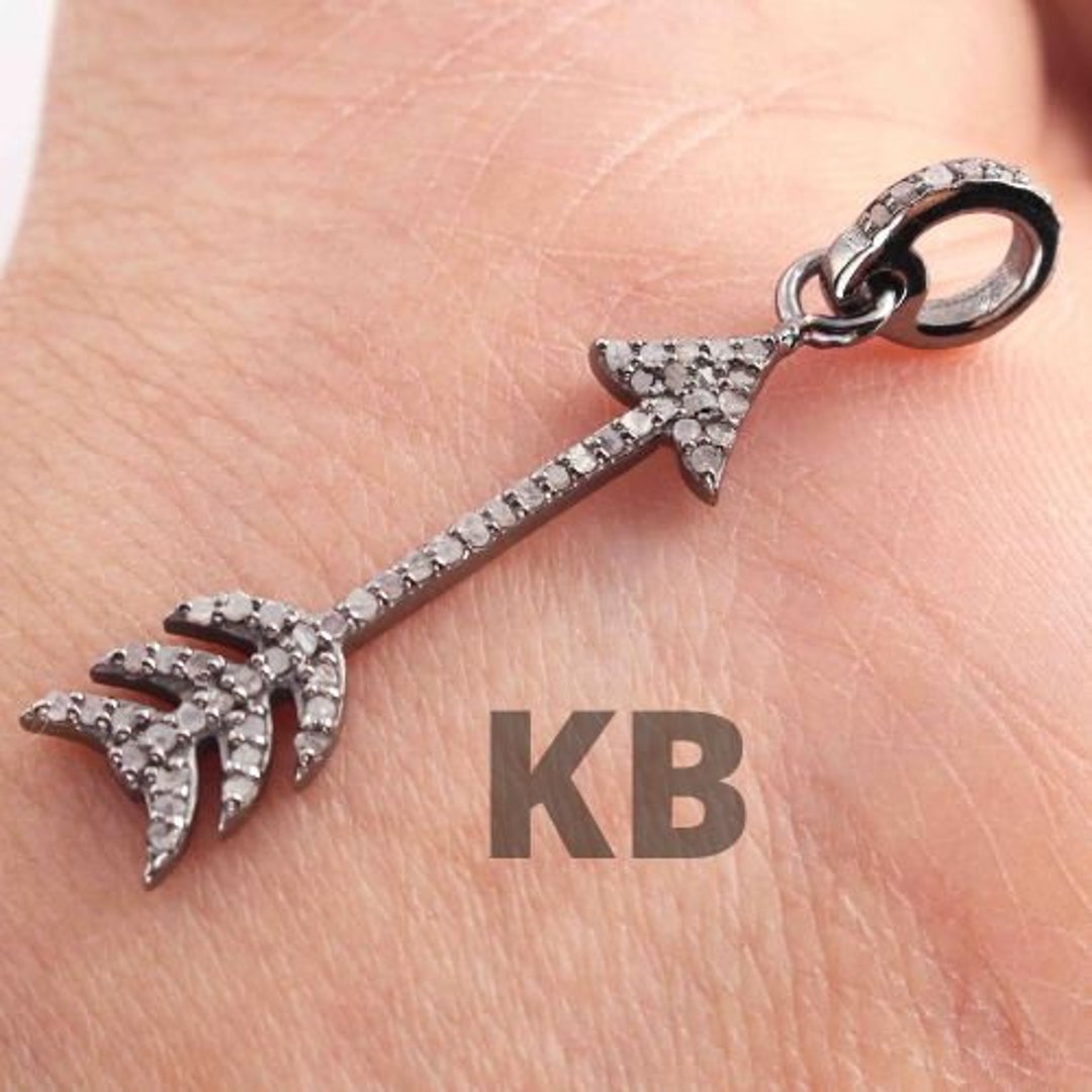 Pave Diamond Arrow Pendant, Diamond Arrow Pendant in 925 Sterling ...