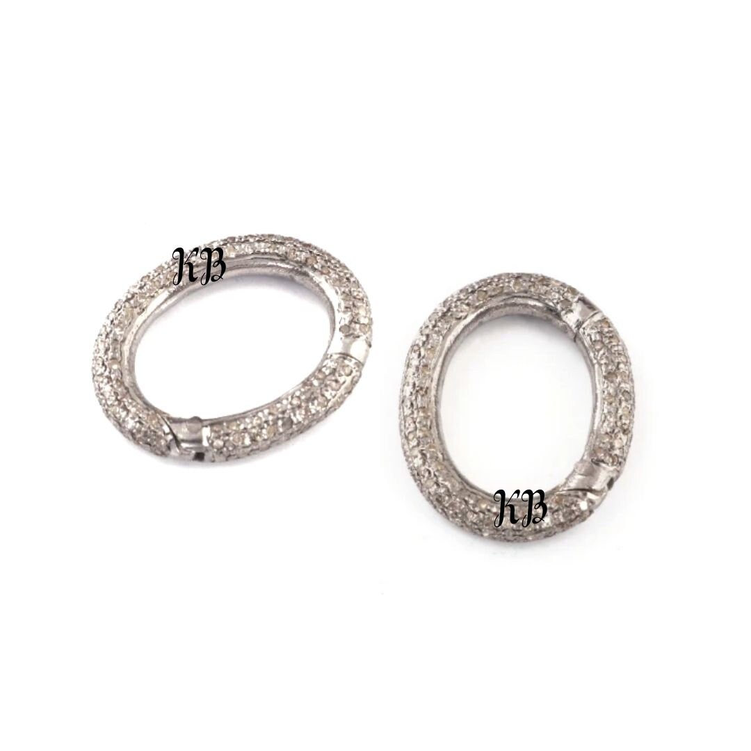 1 Pc Pave Diamond Oval Clasp, Pave Diamond Oval Lock, Pave Diamond Lock ...