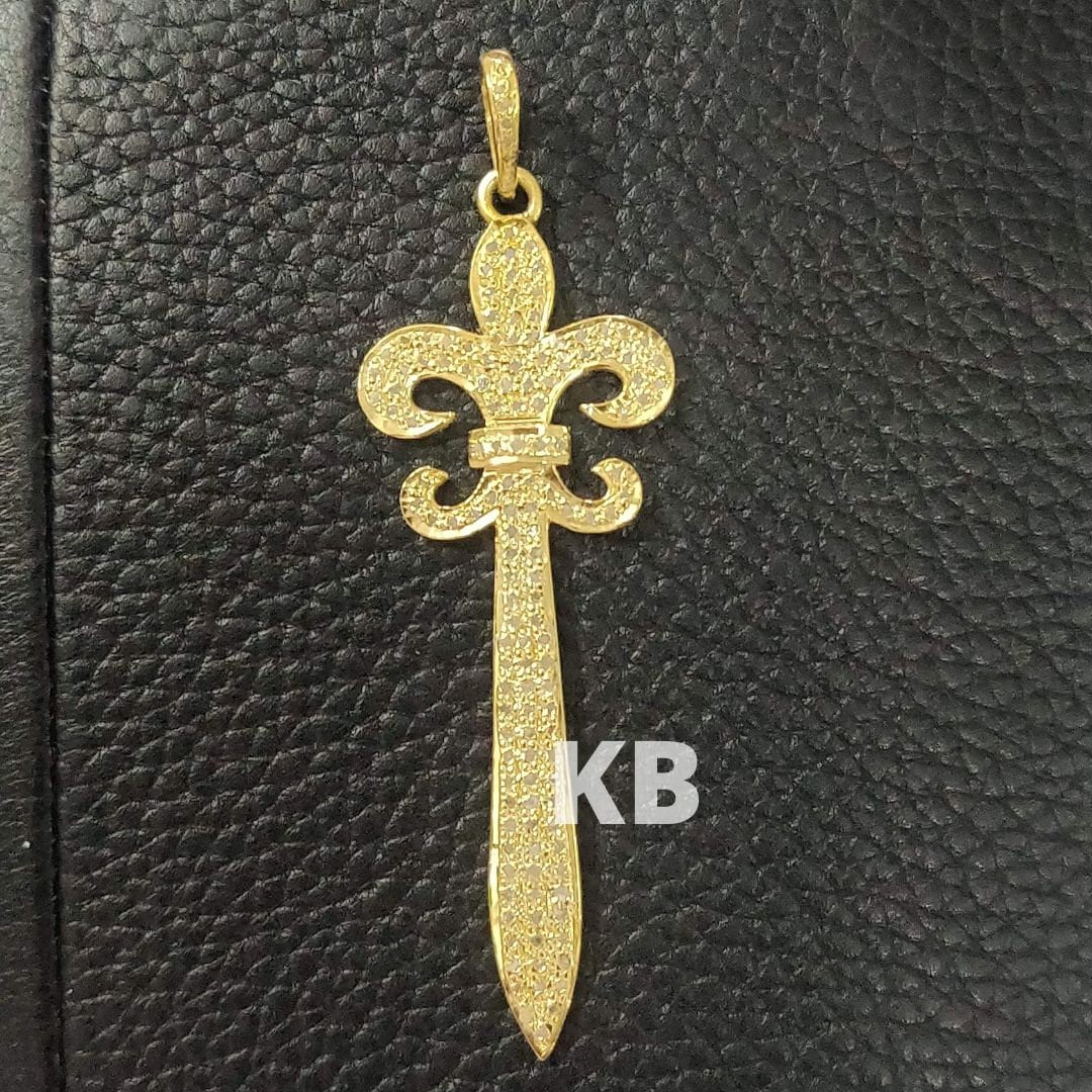 Pave Diamond Sword Pendant in 925 Sterling Silver, Pave Diamond Pendant ...