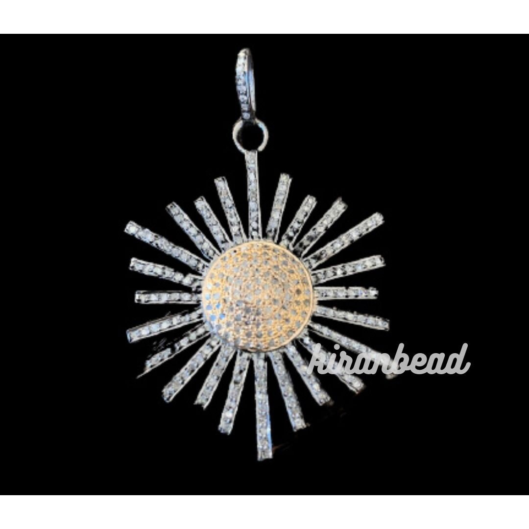 Handmade Pave Diamond Sun Pendant: 925 Sterling Silver Jewelry - Etsy