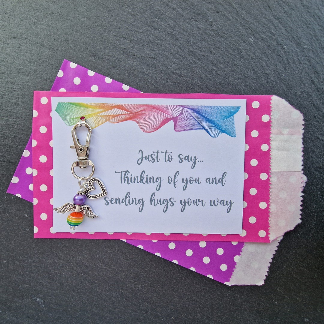 Thinking of You Sending Hugs Lockdown Keyring Keychain Guardian Angel ...