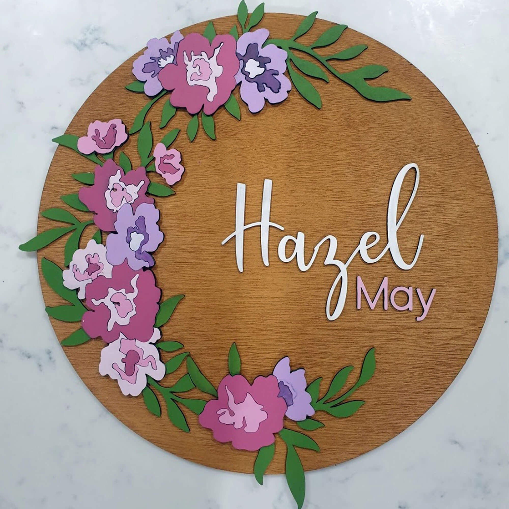 Personalised Timber Name Sign, Flower, Floral Garden, Nursery Name Sign ...