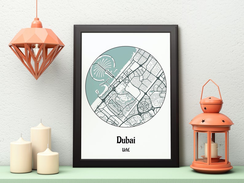 Discover Dubai Square Map Print for Wall Decor Instant - Etsy