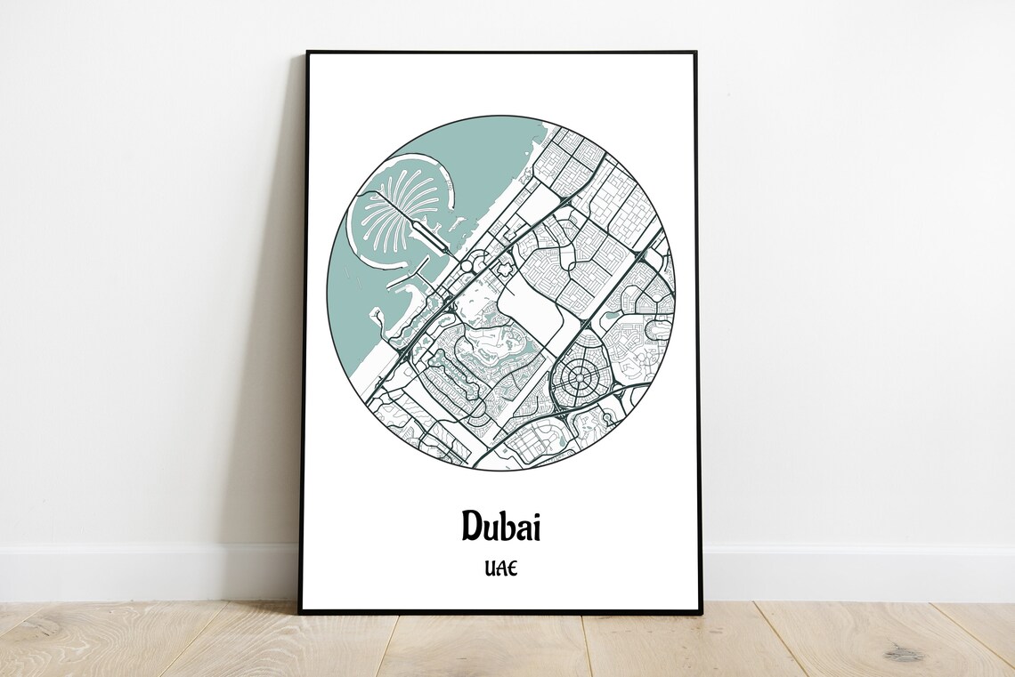 Discover Dubai Square Map Print for Wall Decor Instant - Etsy