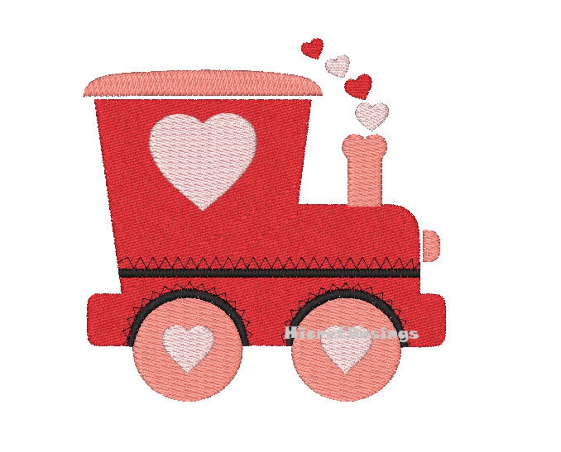 Love Train Valentine's Day Train Machine Embroidery | Etsy