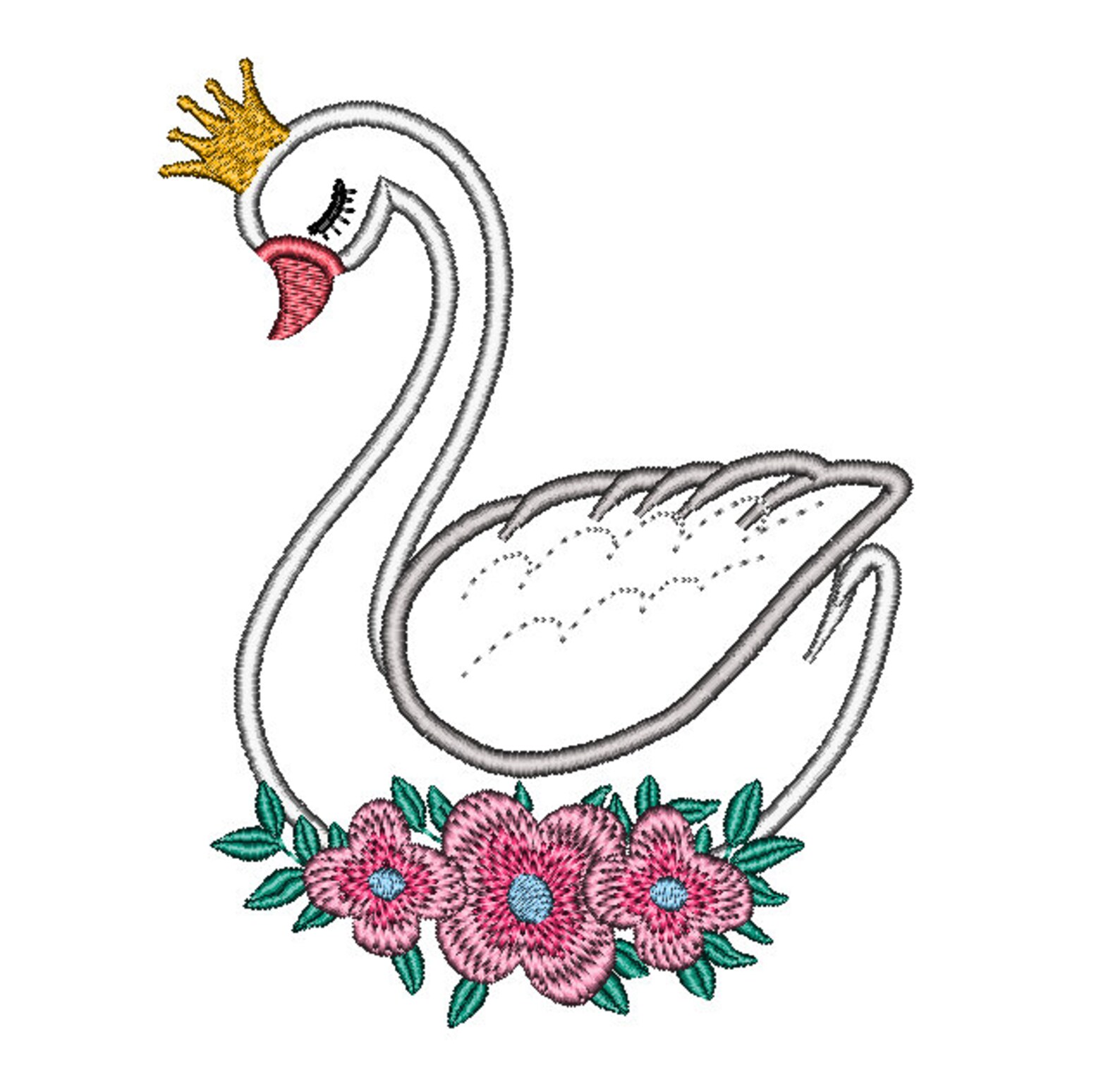 Swan Applique Machine Embroidery Design 5 SIZE INSTANT | Etsy
