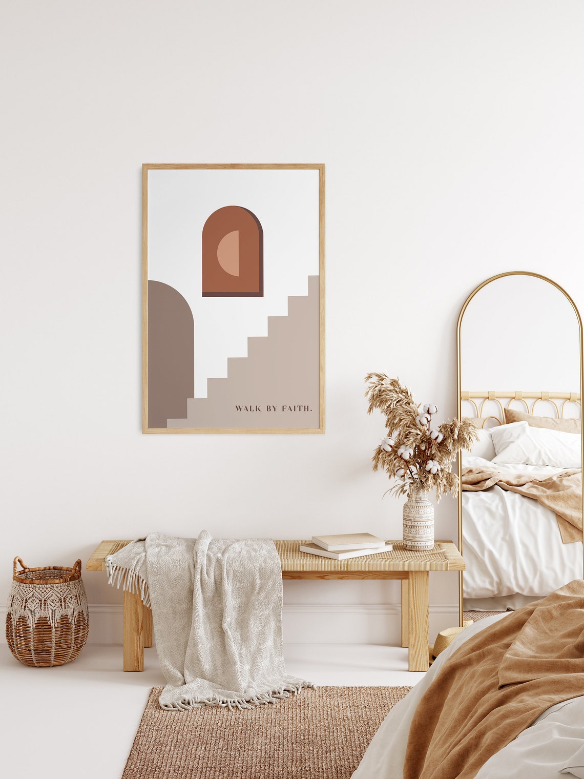 Walk By Faith Christian Wall Art Boho Abstract Geometry | Etsy