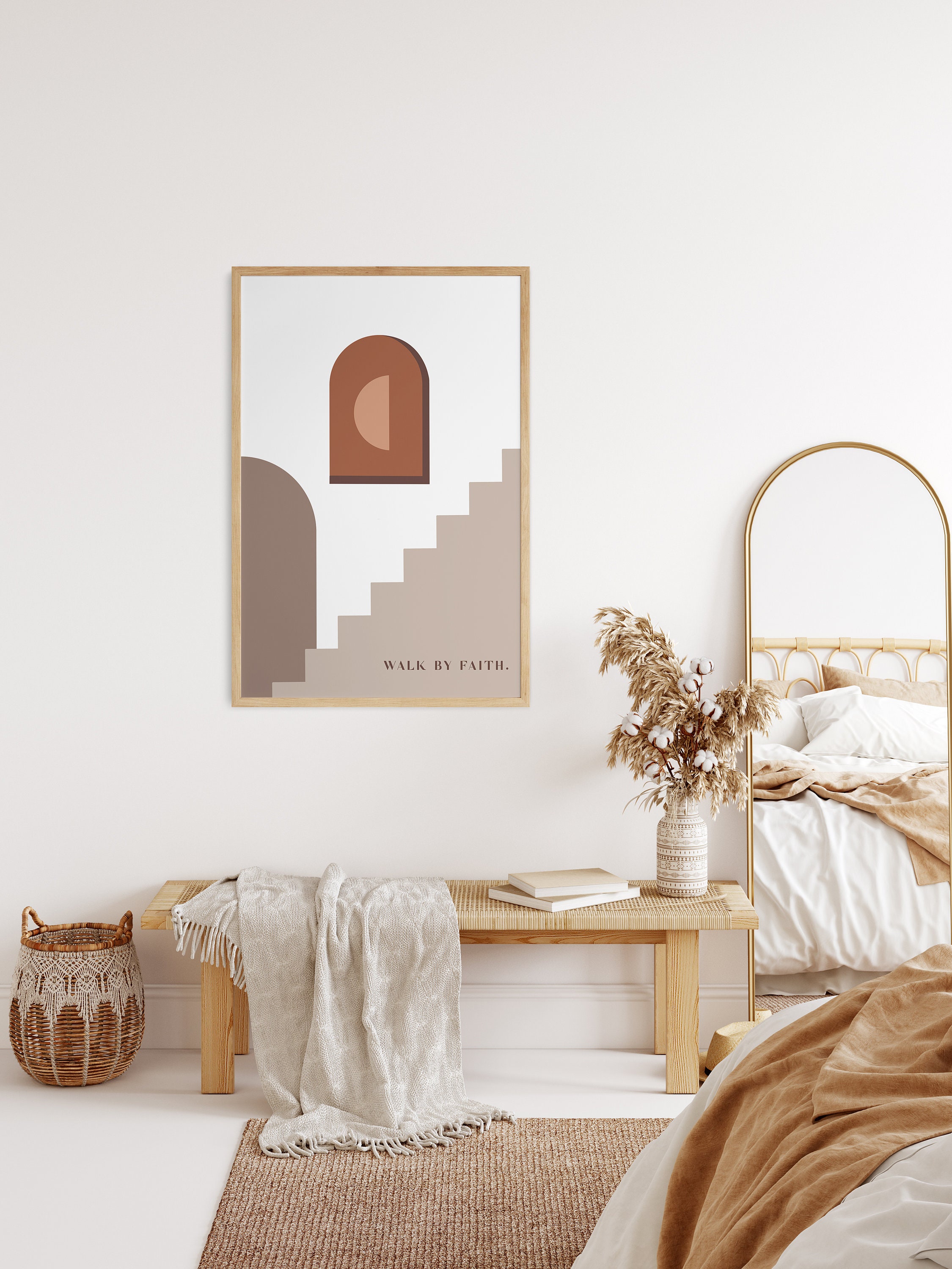 Walk By Faith Christian Wall Art Boho Abstract Geometry | Etsy