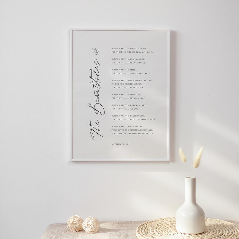 Beatitudes Wall Art | Minimalist Botanical Line Art | Modern Christian ...