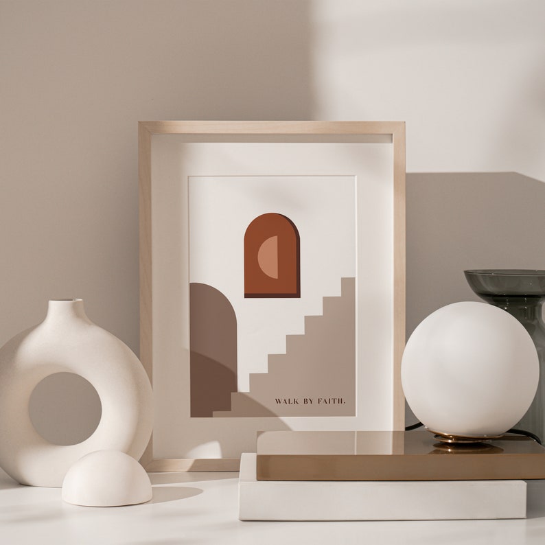 Walk By Faith Christian Wall Art Boho Abstract Geometry | Etsy