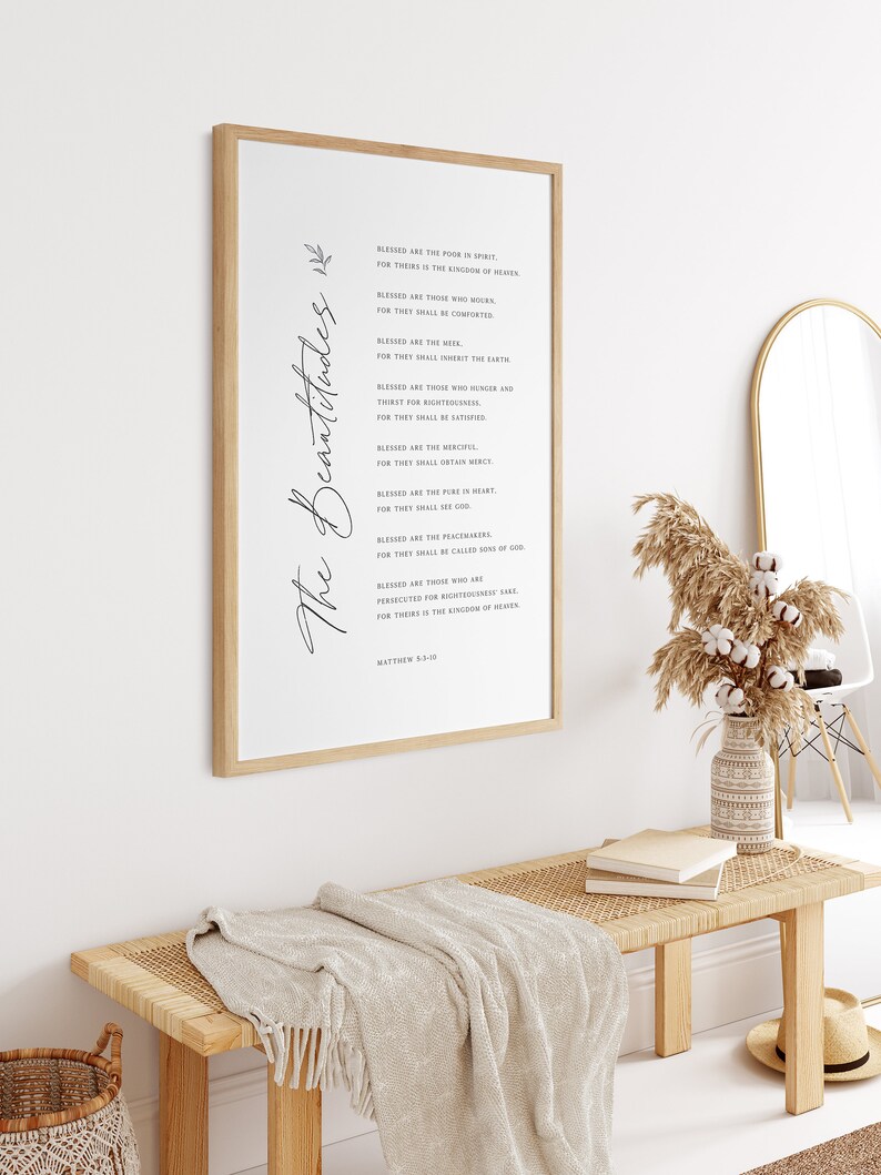 Beatitudes Wall Art | Minimalist Botanical Line Art | Modern Christian ...
