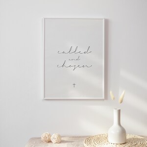 Called and Chosen | Printable Scripture Black and White | Cross Wall ...