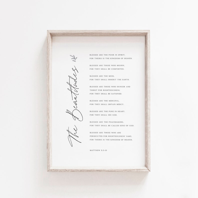 Beatitudes Wall Art | Minimalist Botanical Line Art | Modern Christian ...