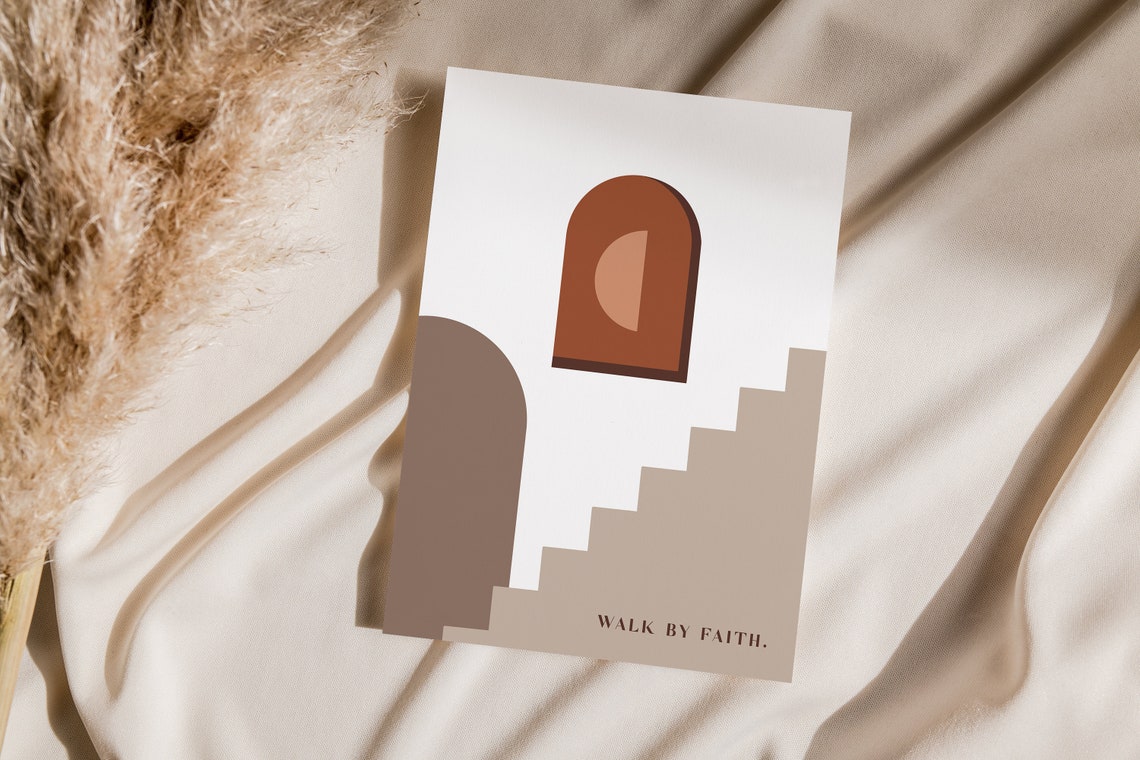 Walk By Faith Christian Wall Art Boho Abstract Geometry | Etsy