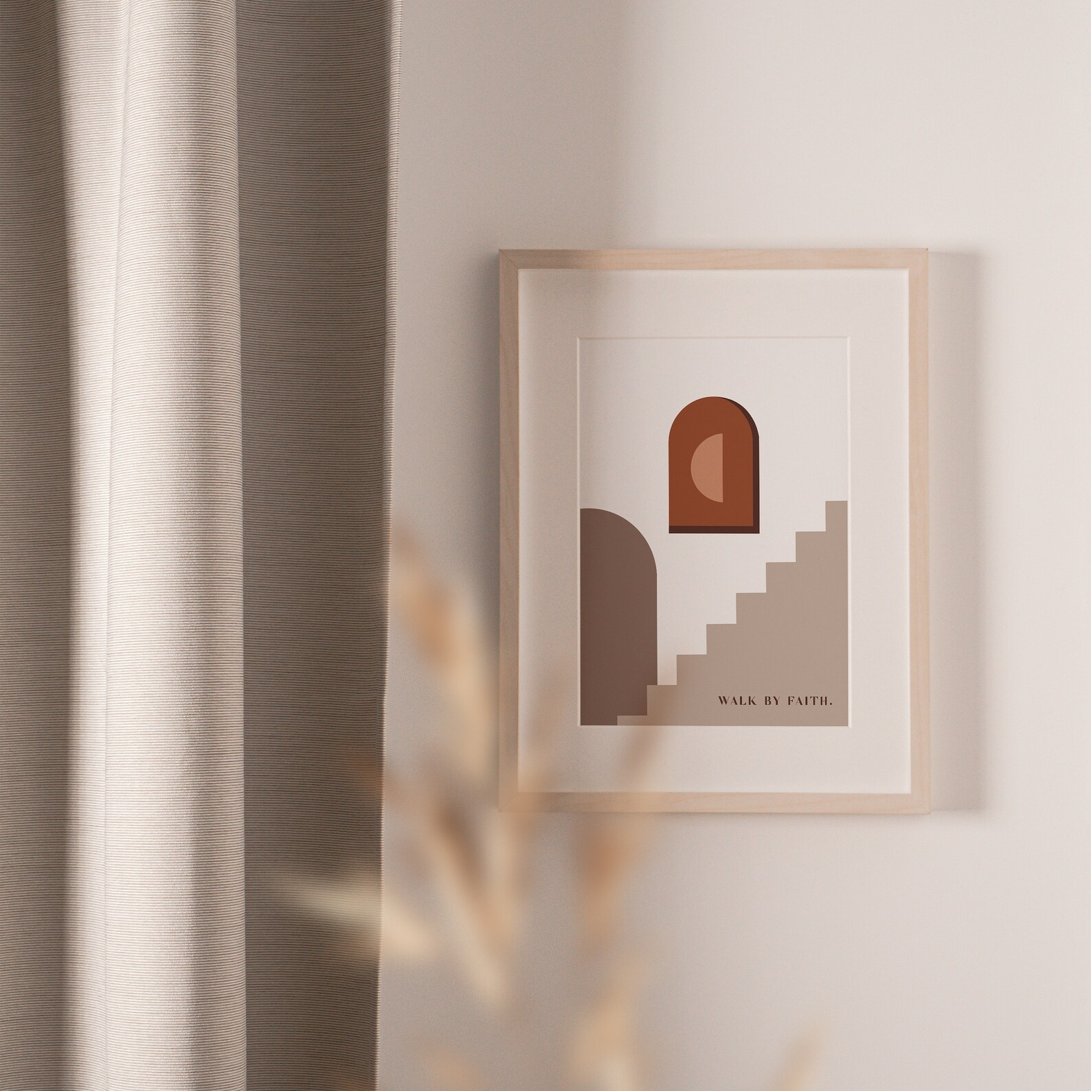 Walk By Faith Christian Wall Art Boho Abstract Geometry | Etsy