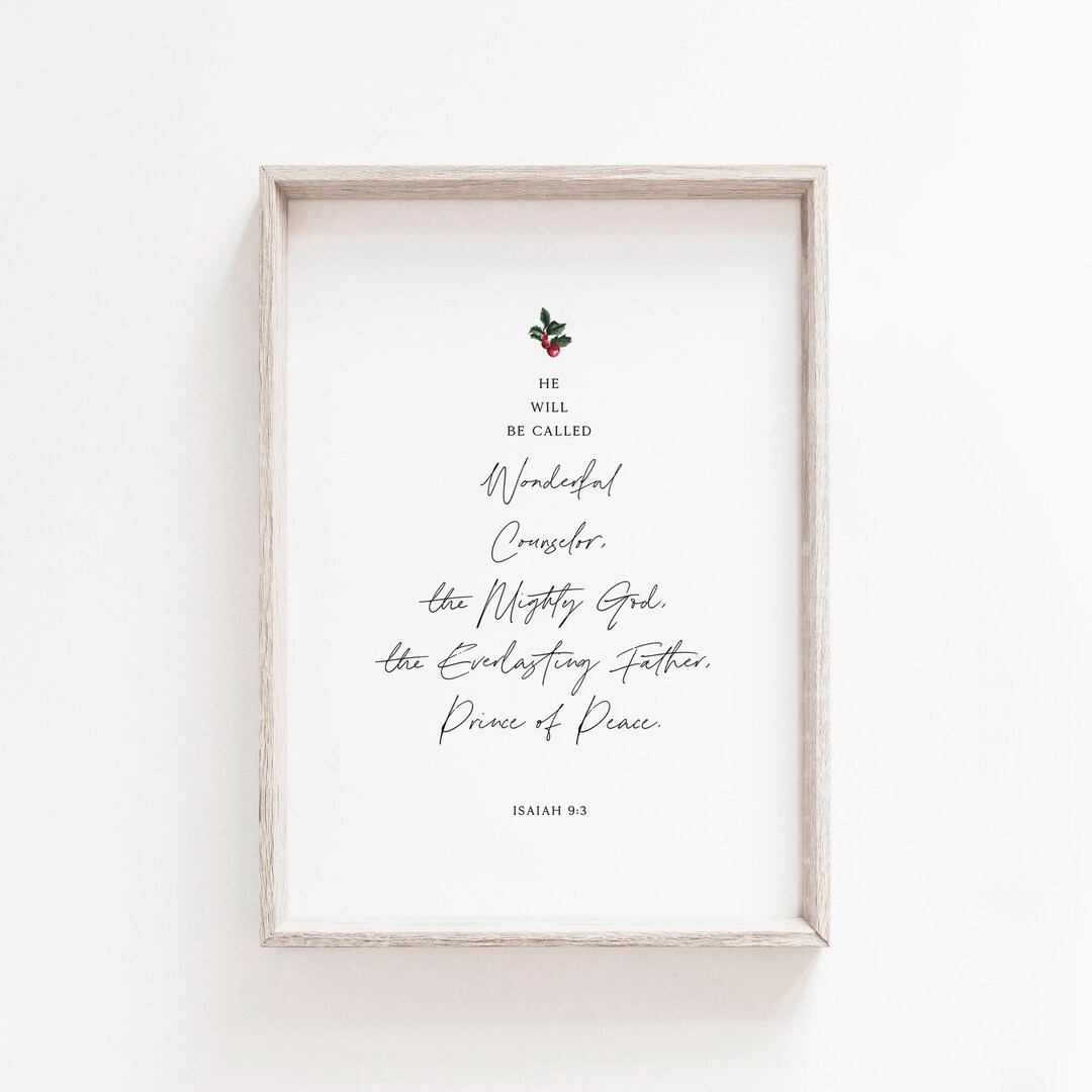 Isaiah 9:6 Wonderful Counselor, Prince of Peace, Christmas Bible Verse ...