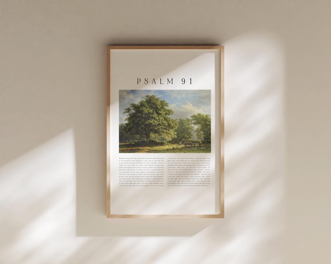 Psalm 91 Christian Printable Wall Art, Vintage Landscape Painting ...