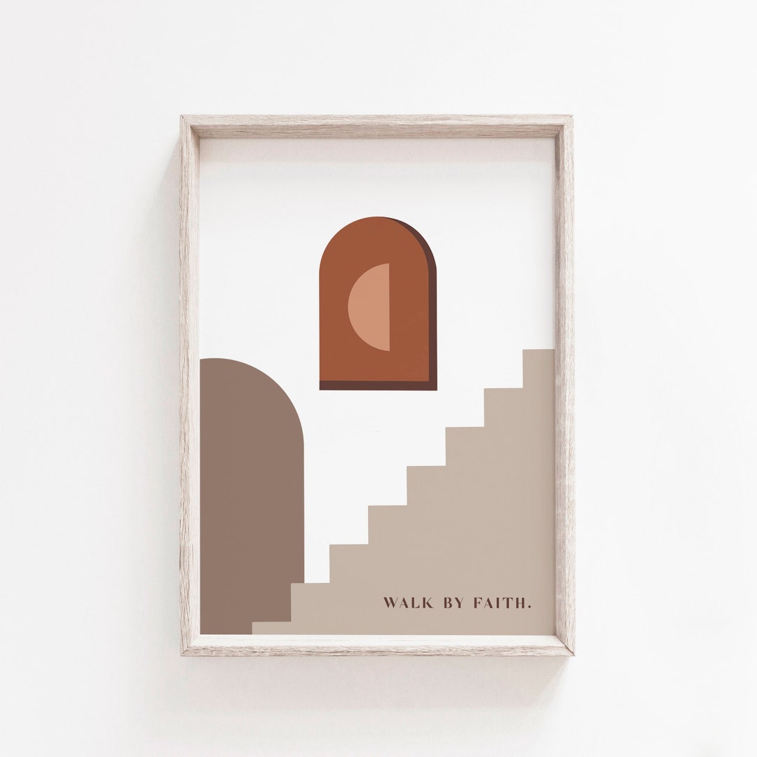Walk by Faith | Christian Wall Art | Boho Abstract Geometry Art ...