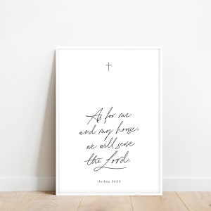 Joshua 24:15 | Serve the Lord | Bible Verse Wall Art | Cross Line Art ...