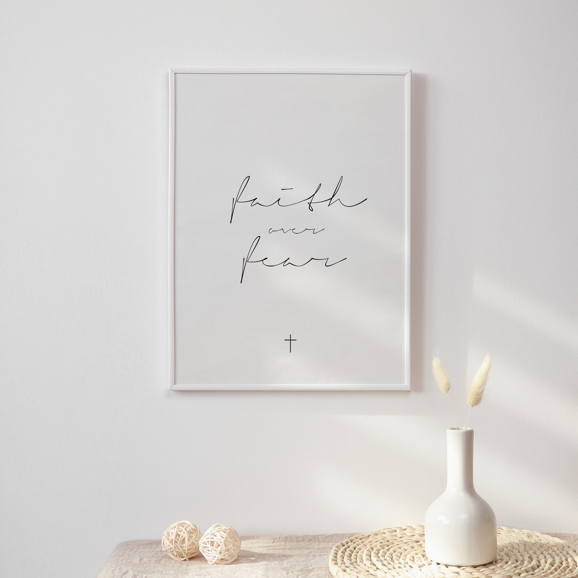 Faith over Fear Wall Art Printable Scripture Black and White | Etsy