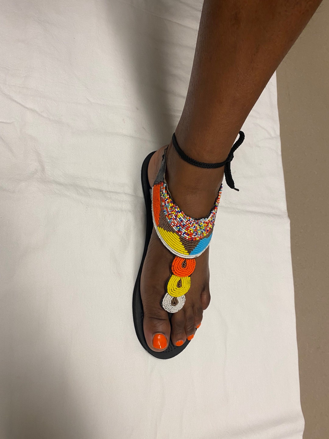 Beaded Masai Sandal. Handmade Sandal From Kenya. Size 41 - Etsy