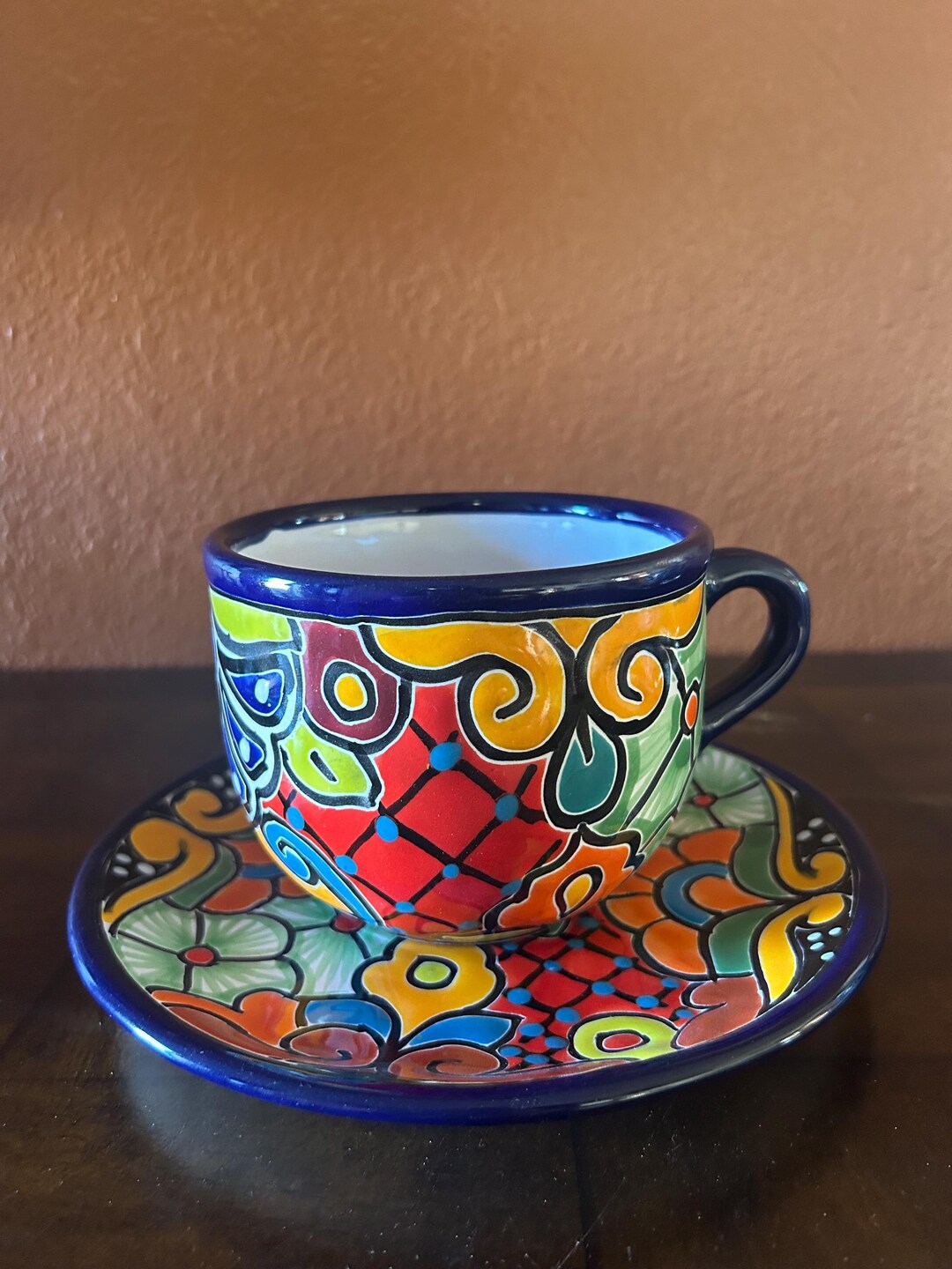 Talavera Coffee Cup 10 Oz With Saucer - Etsy