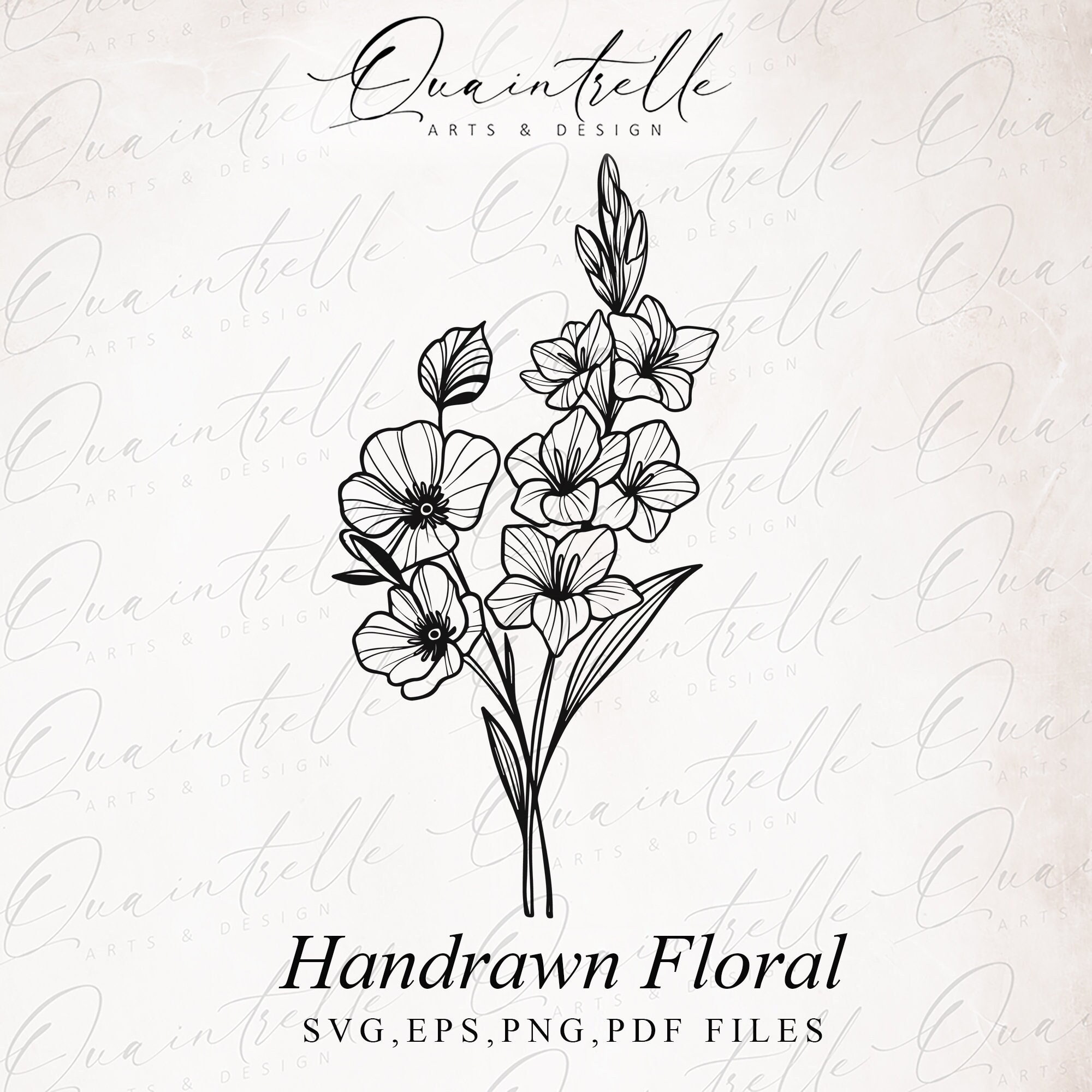 August Birth Flower Birth Month Illustration Gladiolus and Poppy ...