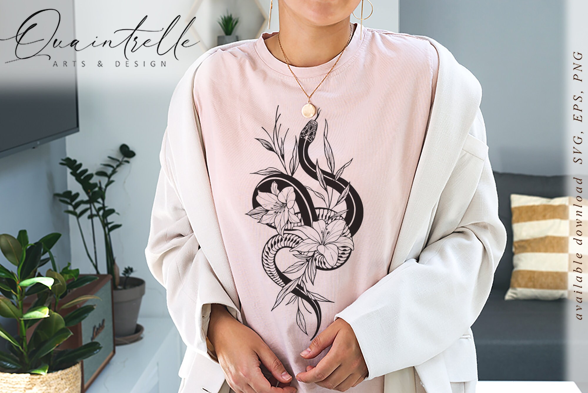 Lily and Snake Digital Print / Dark Victorian Snake Printable Clipart ...