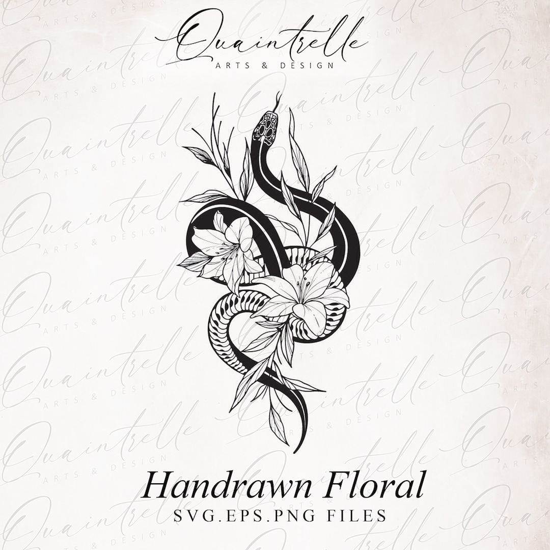 Lily and Snake Digital Print / Dark Victorian Snake Printable Clipart ...