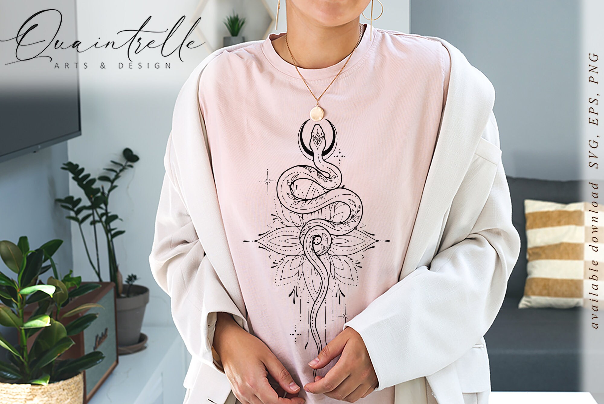 Crescent Moon Snake / Celestial Mandala With Snake / High Quality ...