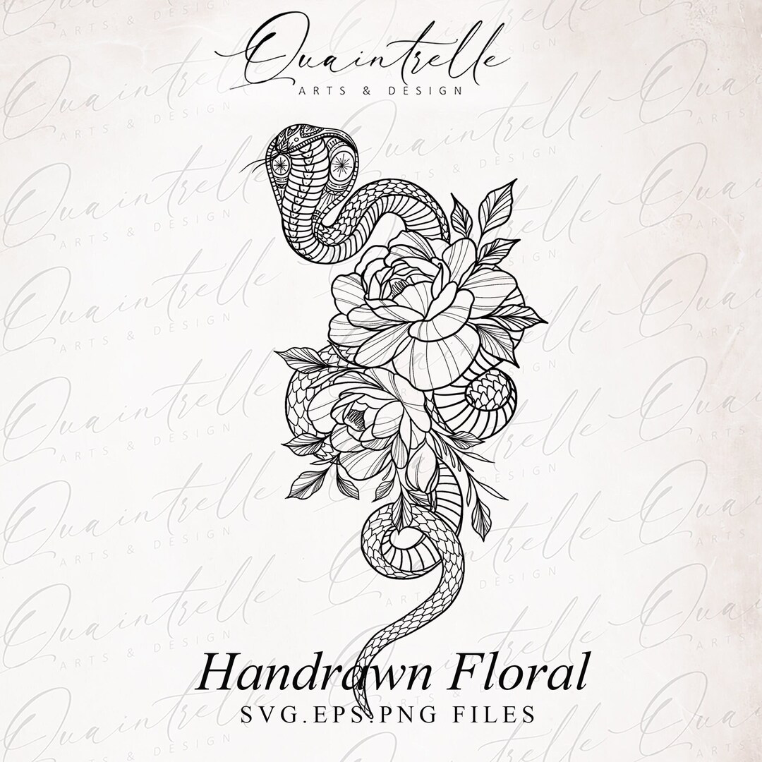 Floral Snake | Snake Svg | Printable | Flower Snake Clipart | Eps | Pdf ...