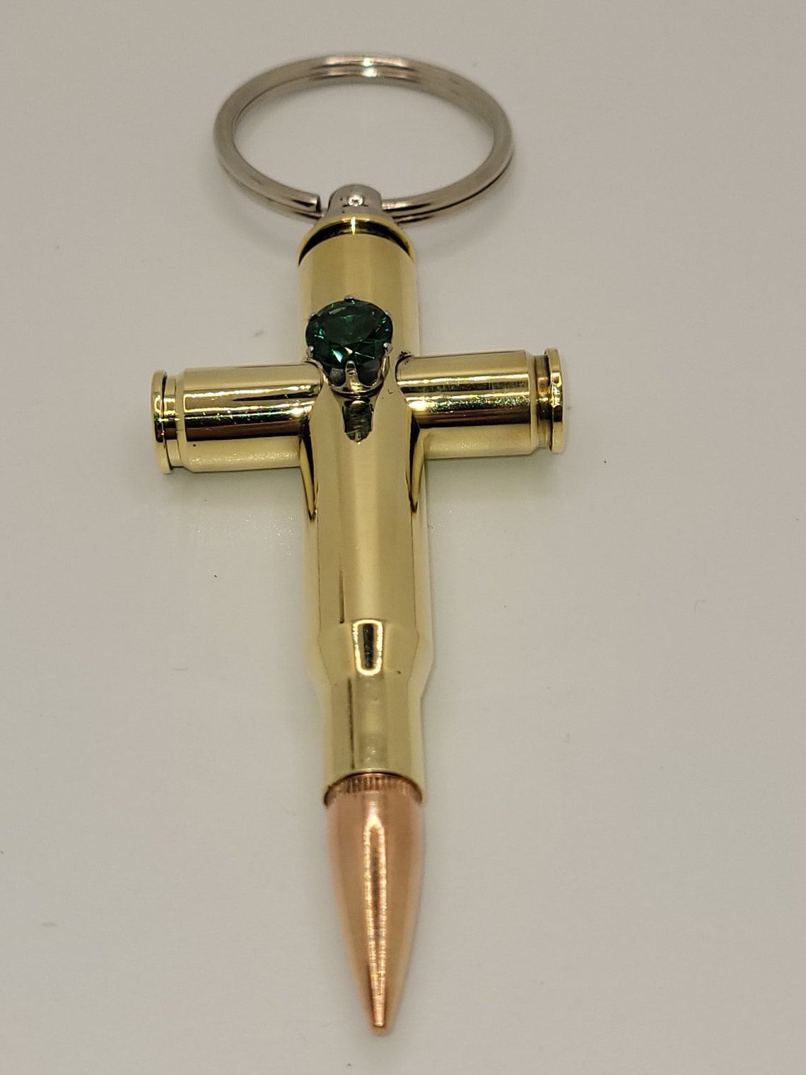 Emerald Bullet Cross Keychain - Etsy