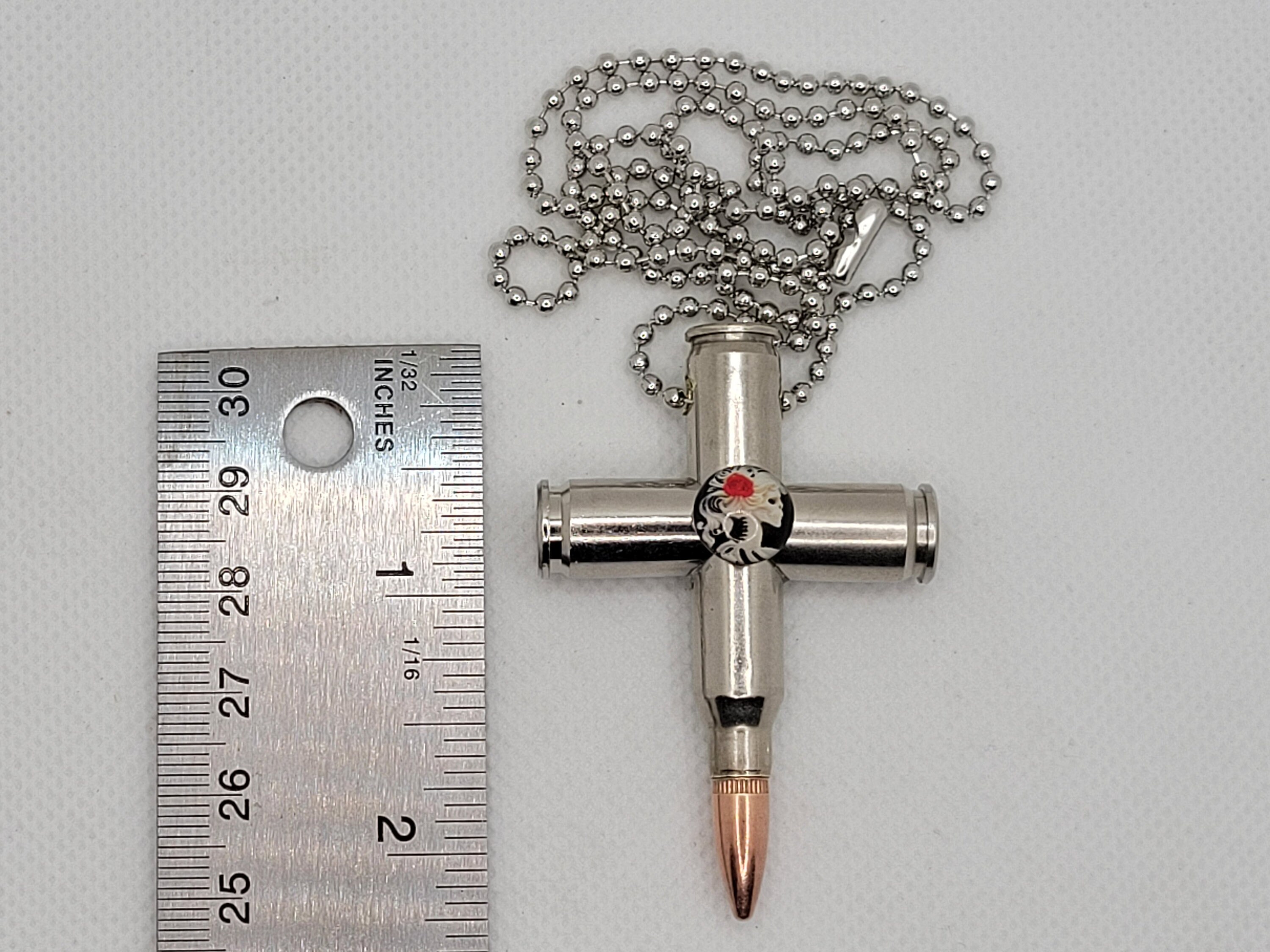 Nickel Plated Skeleton Girl Bullet Cross Necklace / Pendant/ Keychain ...