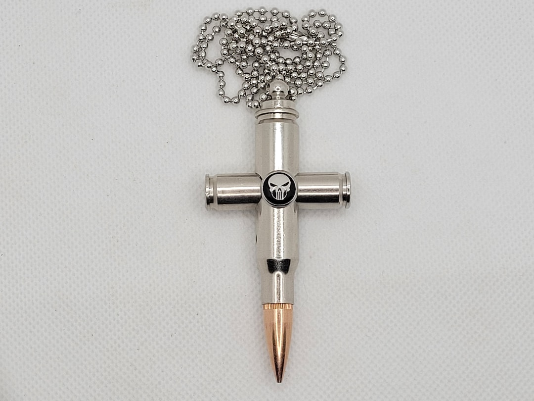 Punisher Scull Bullet Cross Necklace / Pendant/ Keychain - Etsy