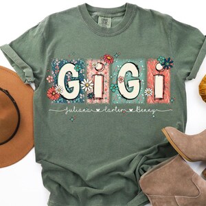 Personalized Gigi T-shirt: Floral Boho Tee With Grandkids Names - Etsy