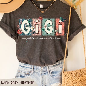 Personalized Gigi T-shirt: Floral Boho Tee With Grandkids Names - Etsy