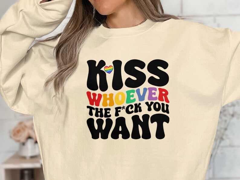 Kiss Whoever the Fck You Want Pride T-shirt, Bold Rainbow Pride Graphic ...