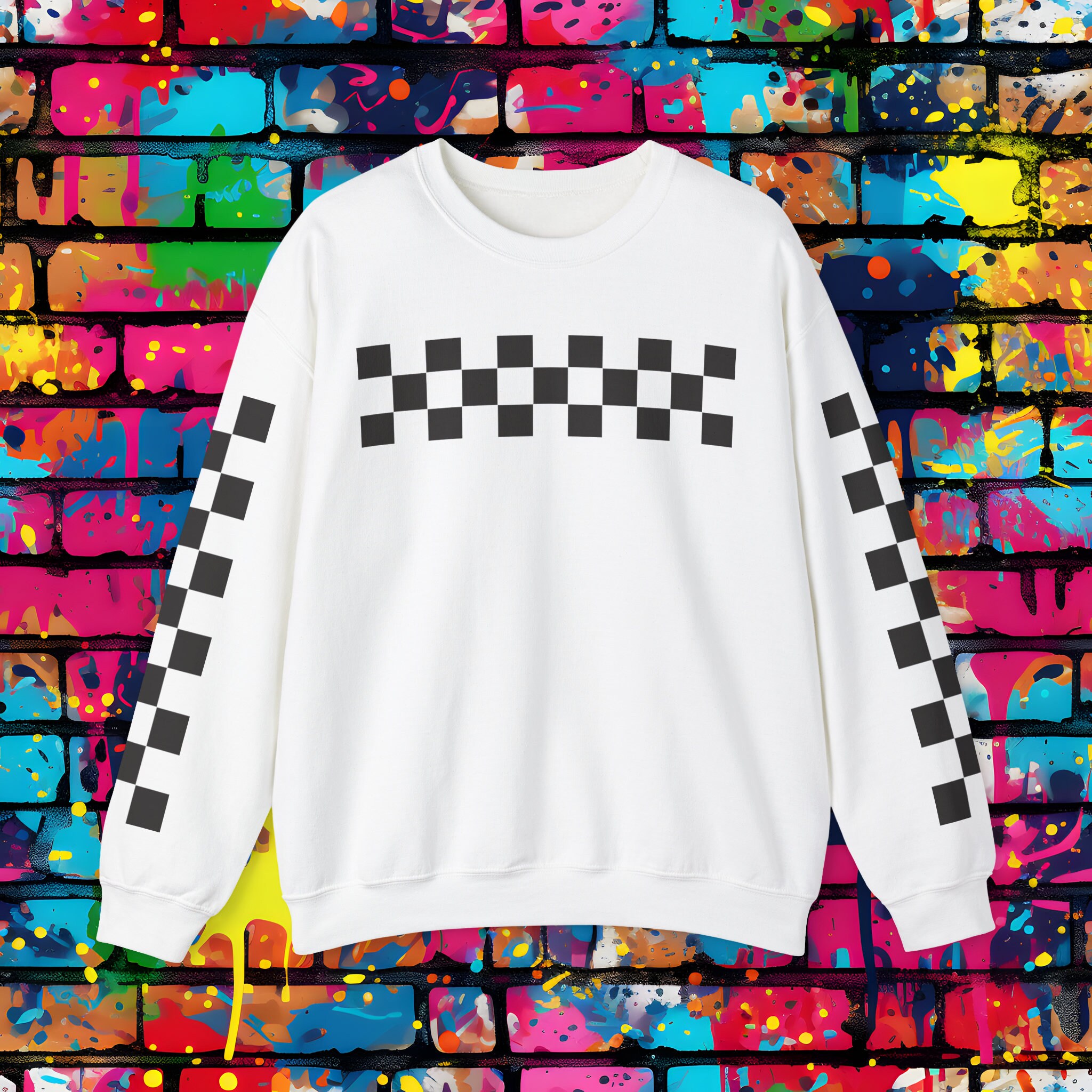 Plaid Retro 80's Checkered Pattern Sweatshirt Checkerboard Checker ...