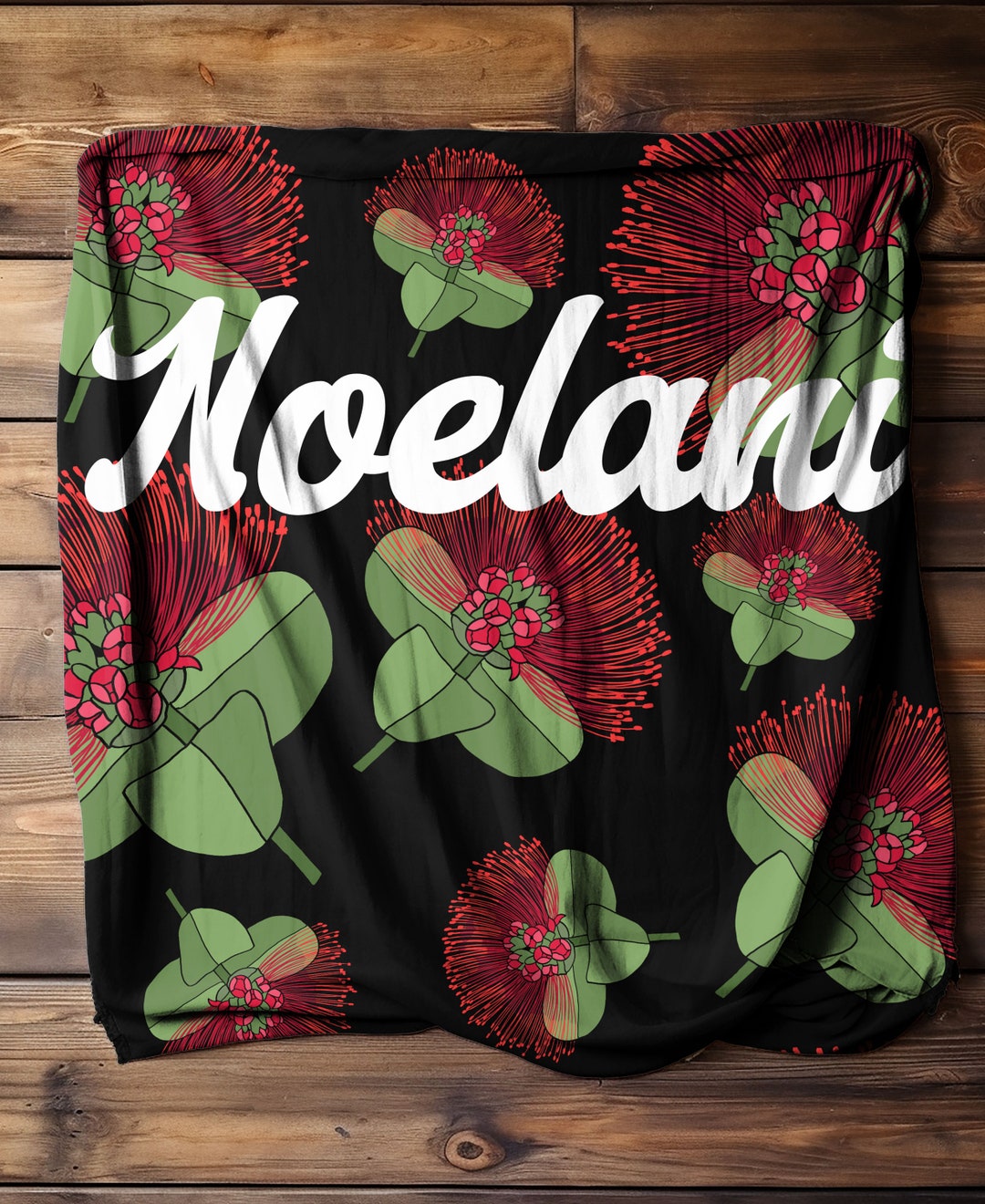 Hawaiian Ohia Lehua Flower Personalized Minky Blanket, Tropical ...